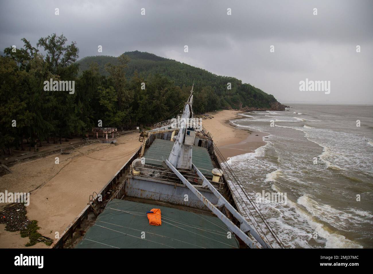Ship Wreck - Ship Washed Ashore After Damaging Storm - Vietnam Stock ...