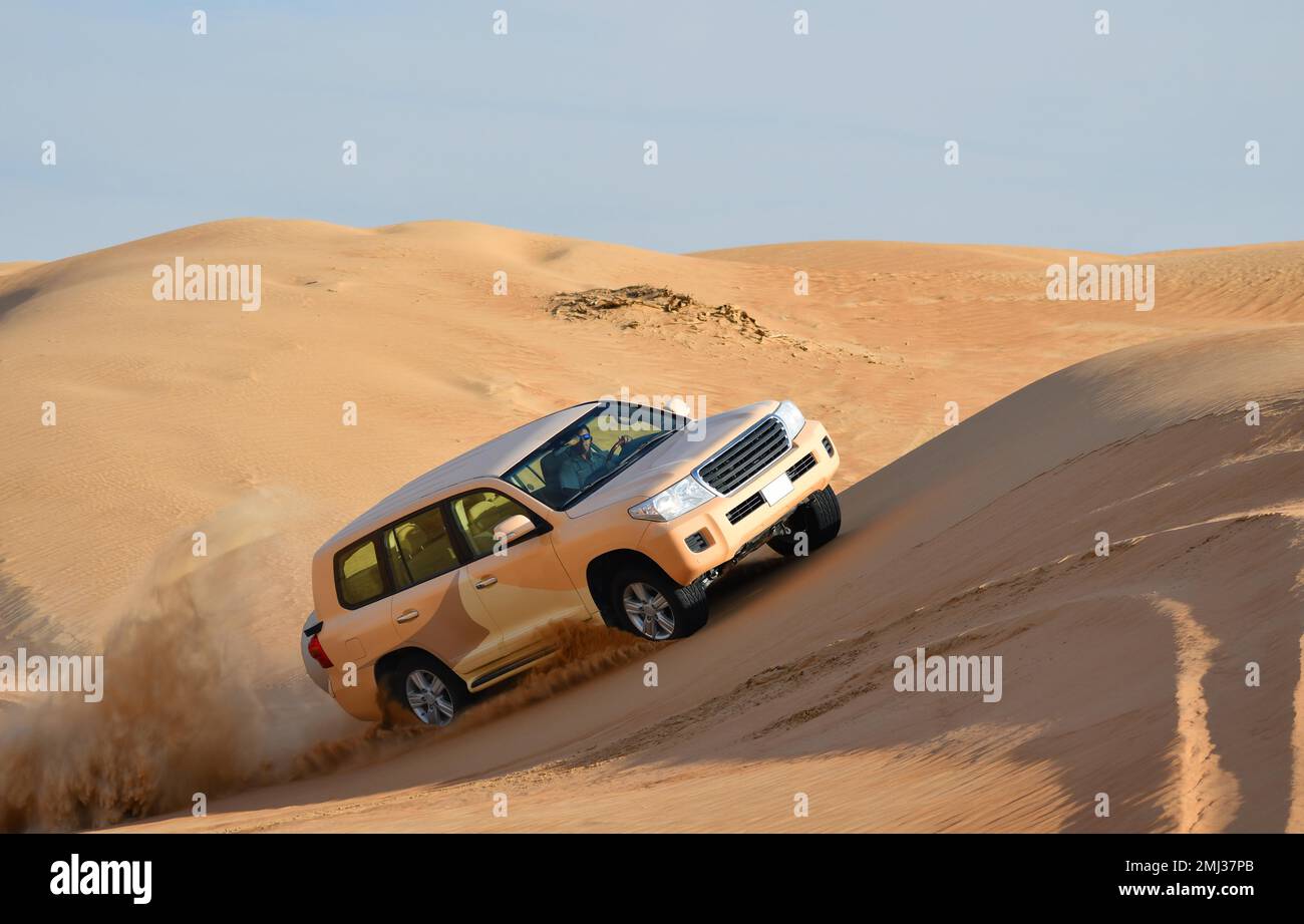Desert Rally in a Sand Desert, Dubai, United Arab Emirates Stock Photo ...