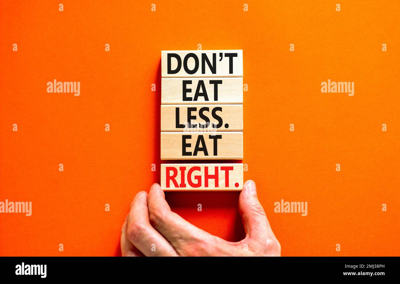 Eat less or right symbol. Concept words Do not eat less, eat right on ...
