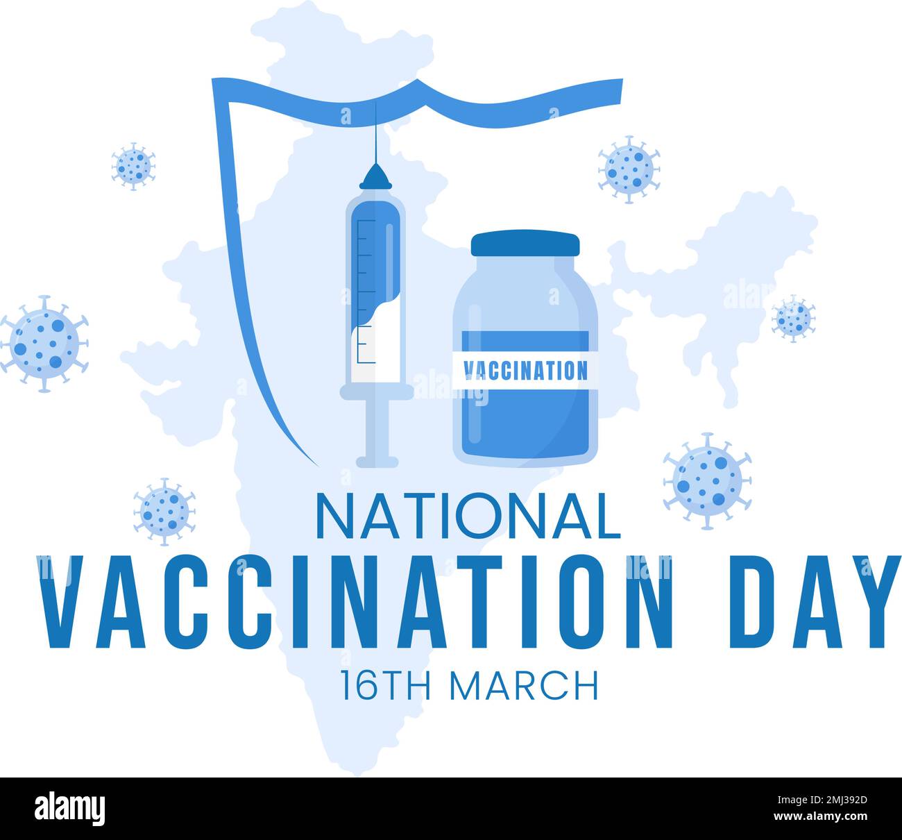 National Vaccination Day on March 16 Illustration with Vaccine Syringe ...