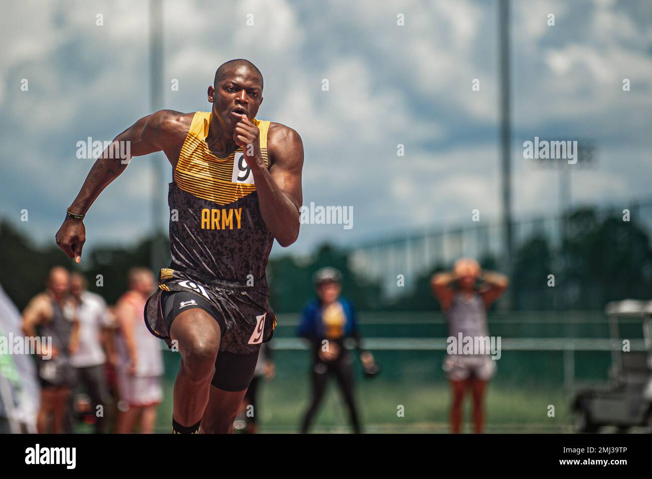 U.S. Army 1st Lt. Jeffrey Jones runs towards the finish line of a race ...