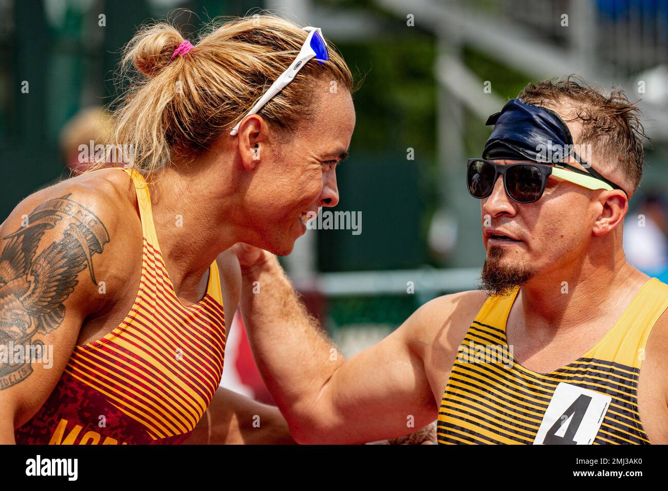 U.S. Marine Sgt. Peter Keating, left, meets retired U.S. Army Staff Sgt ...