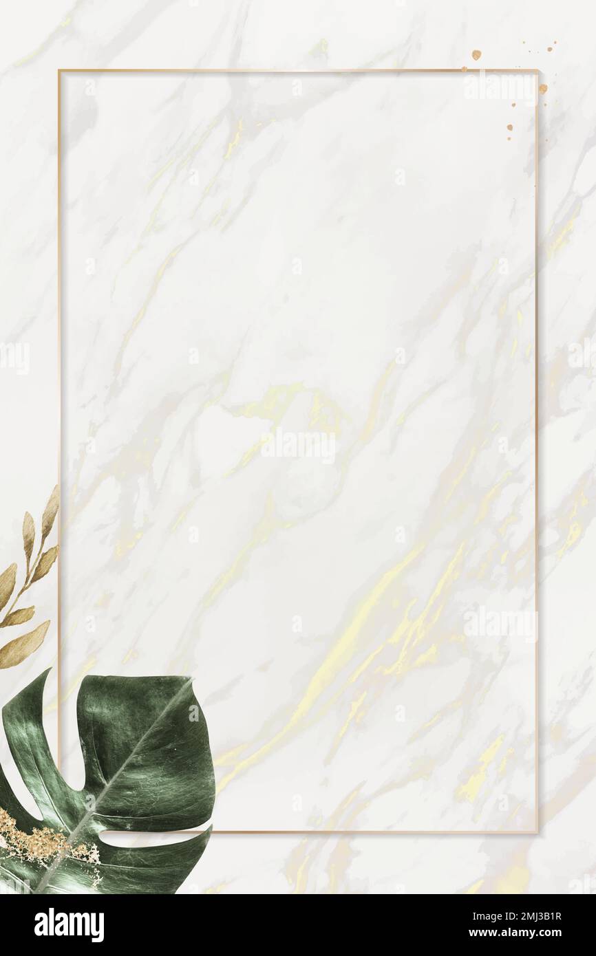 Rectangle gold frame with monstera leaf background vector Stock Vector Image & Art - Alamy