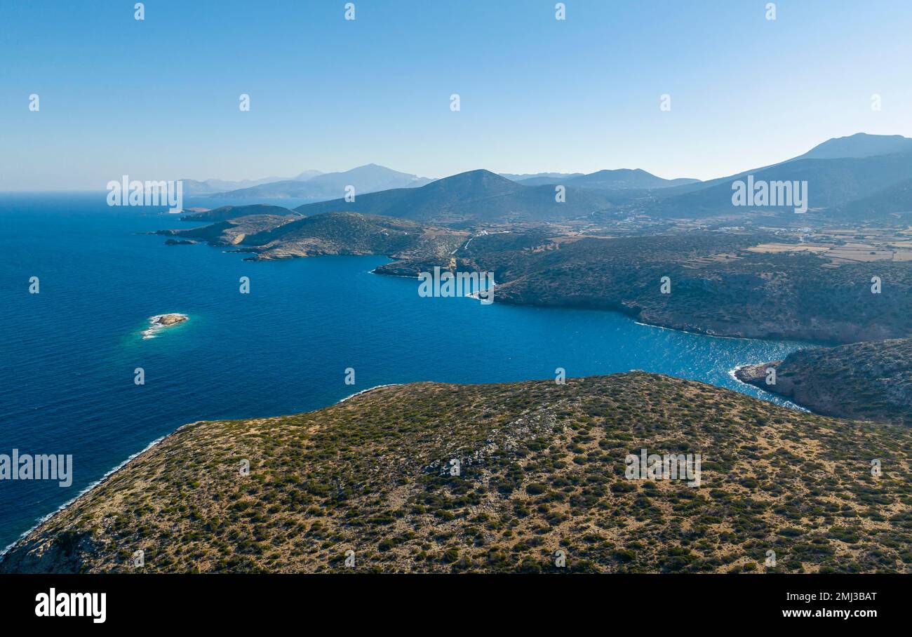 Aerial view, Keros Island coast, Small Cyclades, Greece Stock Photo - Alamy