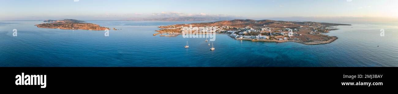 Evening atmosphere, island in the blue sea, aerial view, Nisida ...