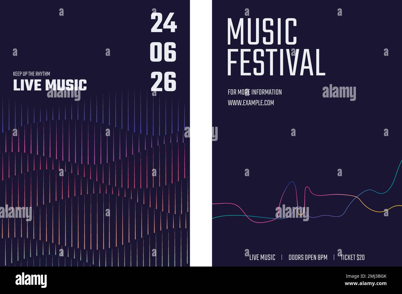 Music concert poster template vector with sound wave graphics for ...