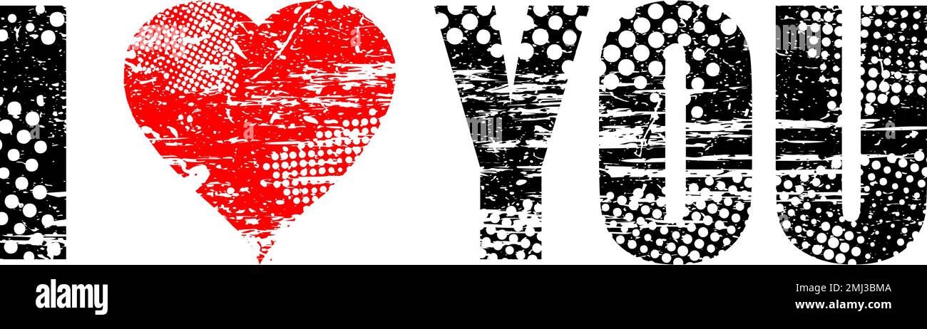 I Love You glich distorted text. Vector illustration. Grunge texture ...