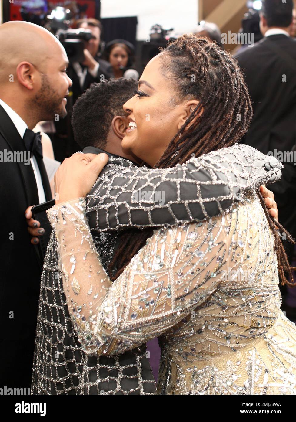 Korey Wise, left, embraces Ava Duvernay on the red carpet at the 71st ...