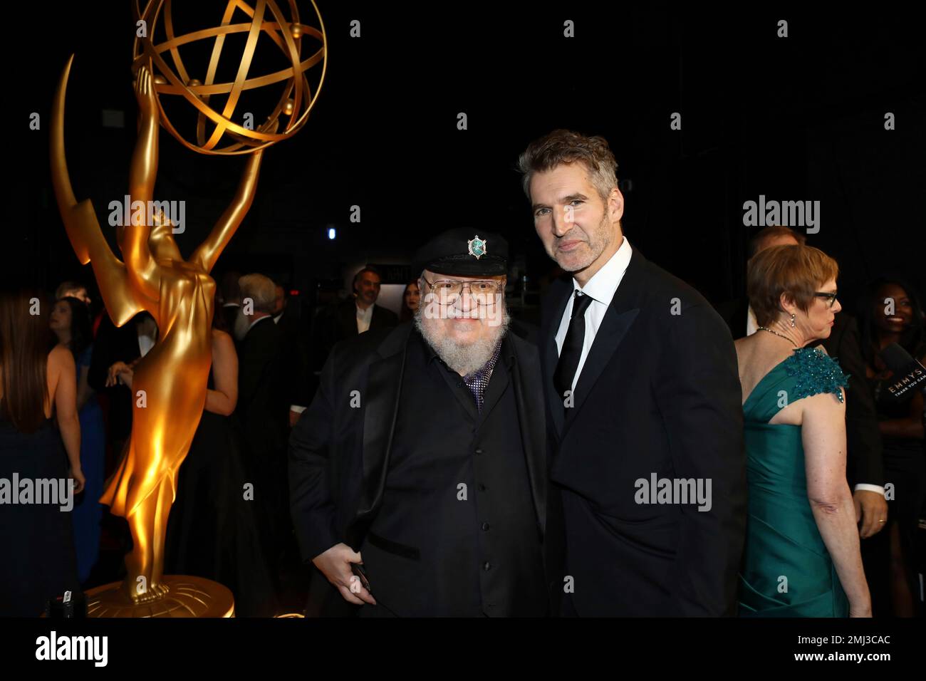 George R. R. Martin, left, and David Benioff appear backstage at the ...
