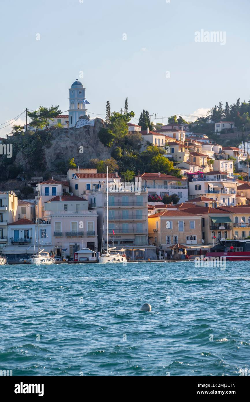 Village view Poros, Saronic Gulf, Greece Stock Photo - Alamy