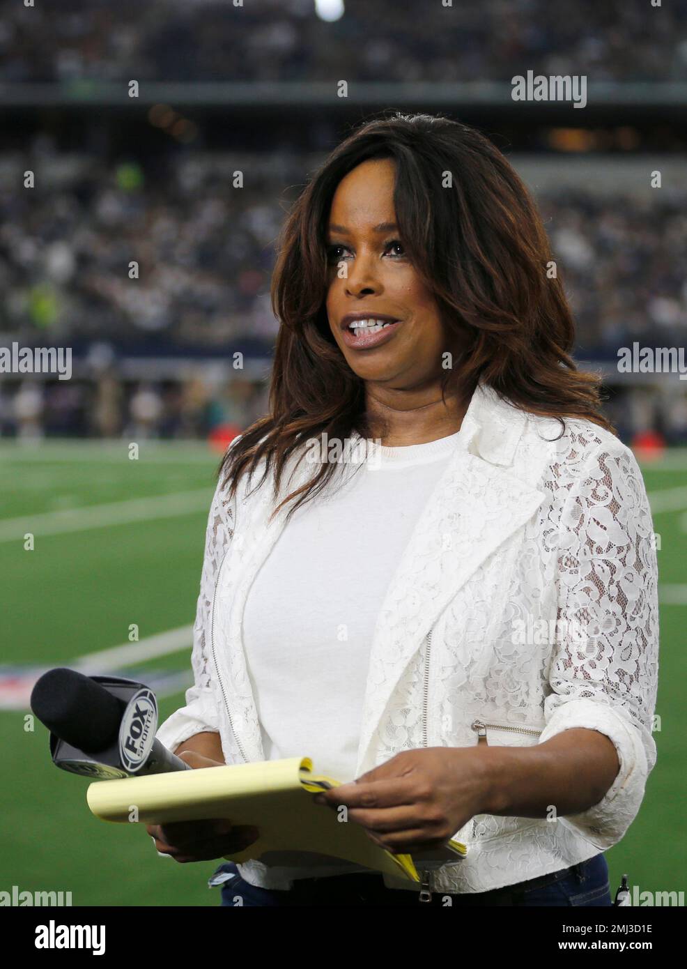 Pam Oliver – Sideline Reporter Fox NFL stands on the sidelines as the ...