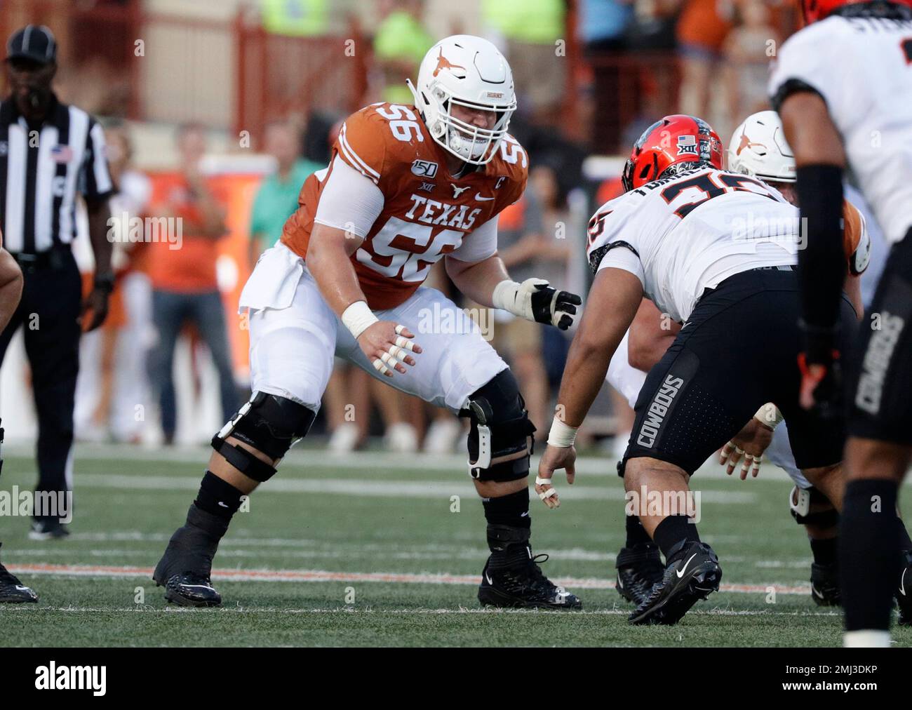 Texas offensive lineman Zach Shackelford (56) during the first half of ...