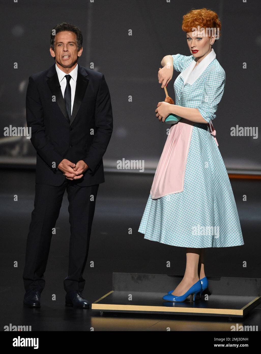 Ben Stiller, left, and a wax figure of the character of Lucy Ricardo ...