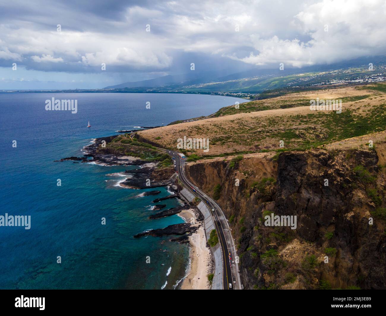 Saint-Paul, Reunion Island - La Houssaye cape coast road Stock Photo ...