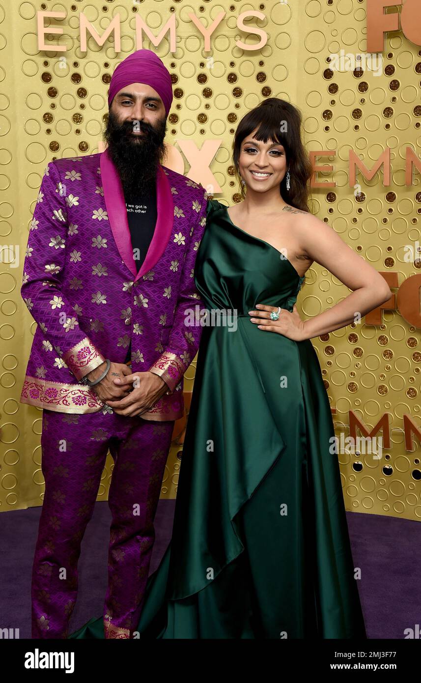 Humble The Poet, left, and Lilly Singh arrive at the 71st Primetime ...