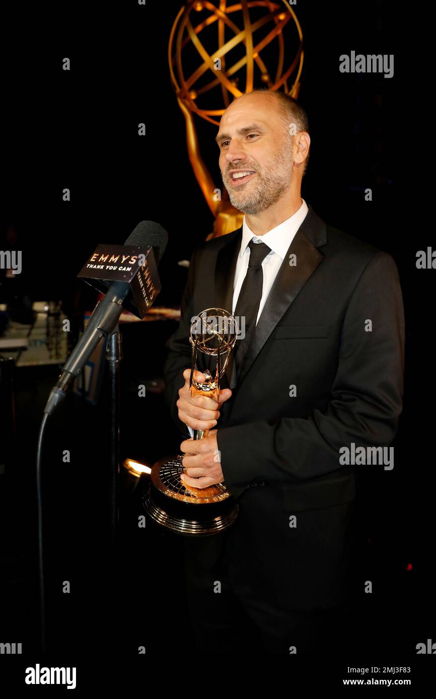 Jesse Armstrong backstage at the 71st Primetime Emmy Awards on Sunday ...