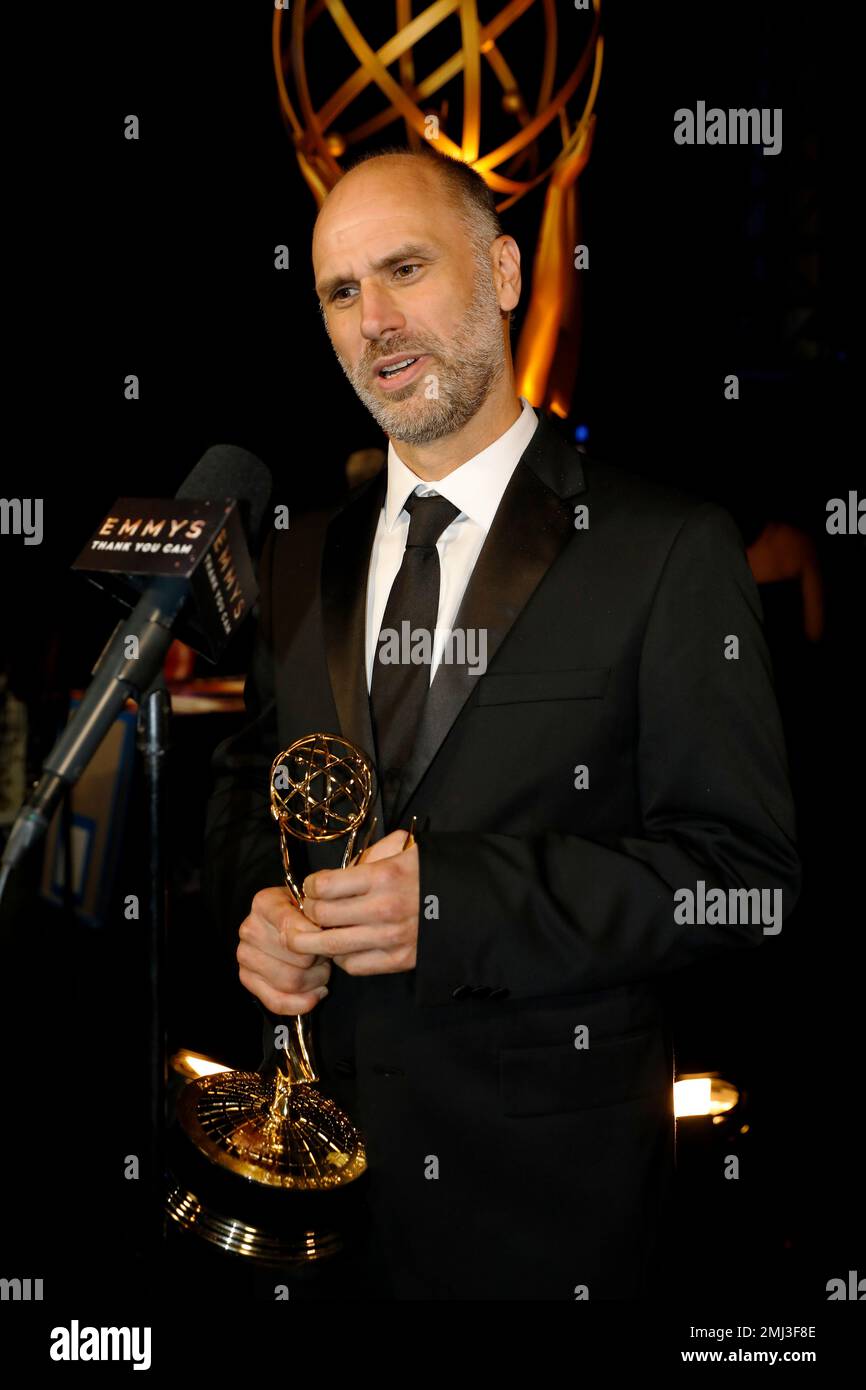 Jesse Armstrong backstage at the 71st Primetime Emmy Awards on Sunday ...