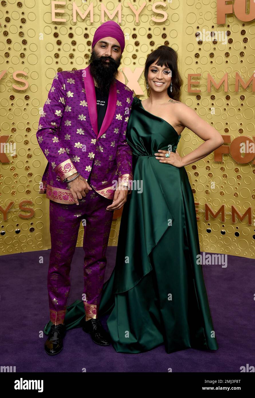 Humble The Poet, left, and Lilly Singh arrive at the 71st Primetime ...
