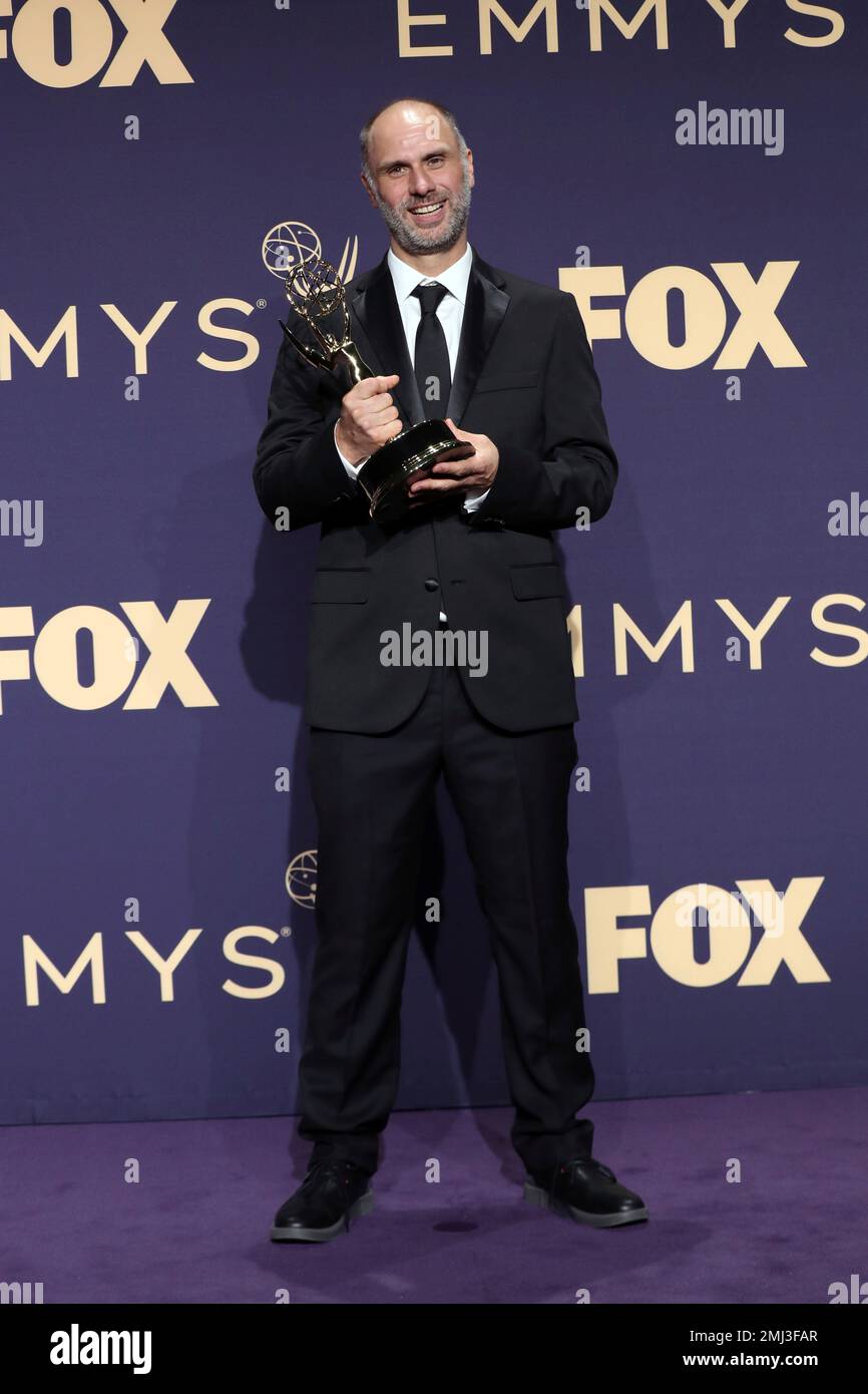 Jesse Armstrong poses in the press room at the 71st Primetime Emmy ...
