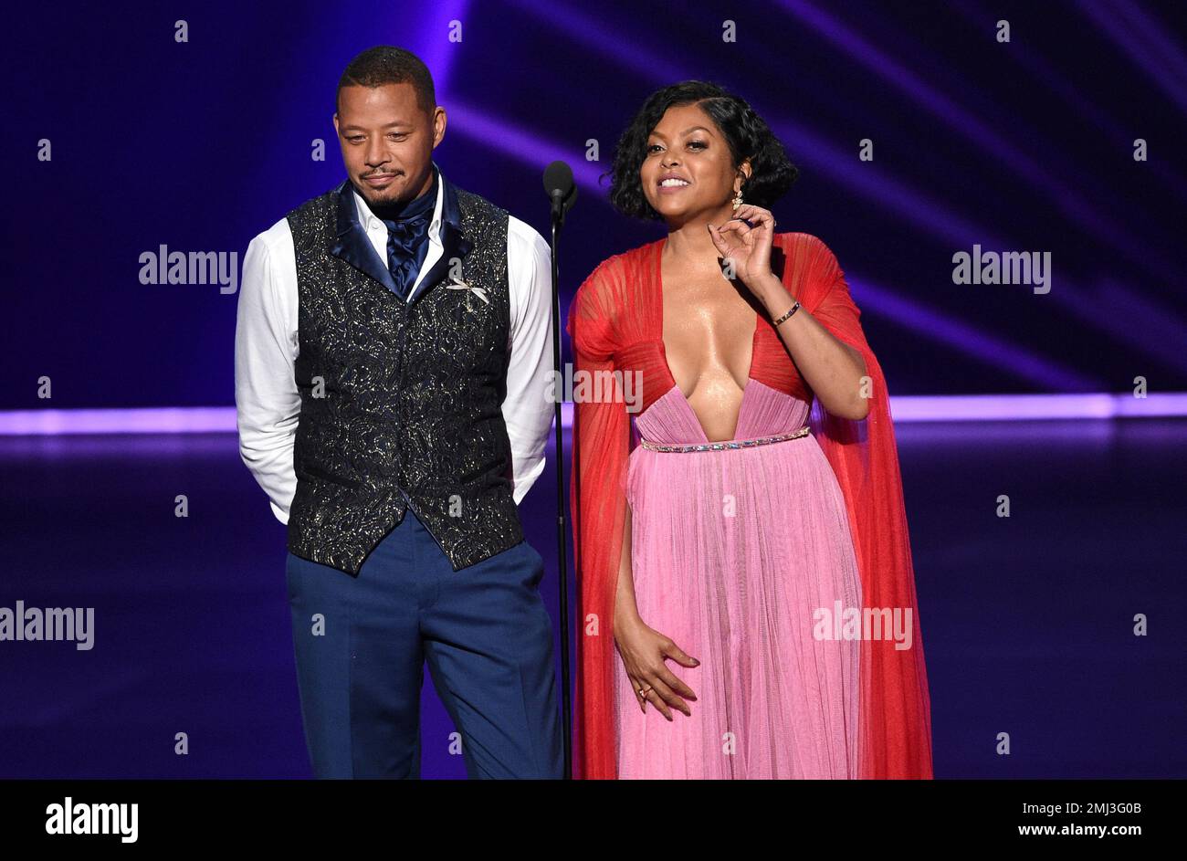 Terrence Howard, left and Taraji P. Henson speak at the 71st Primetime ...