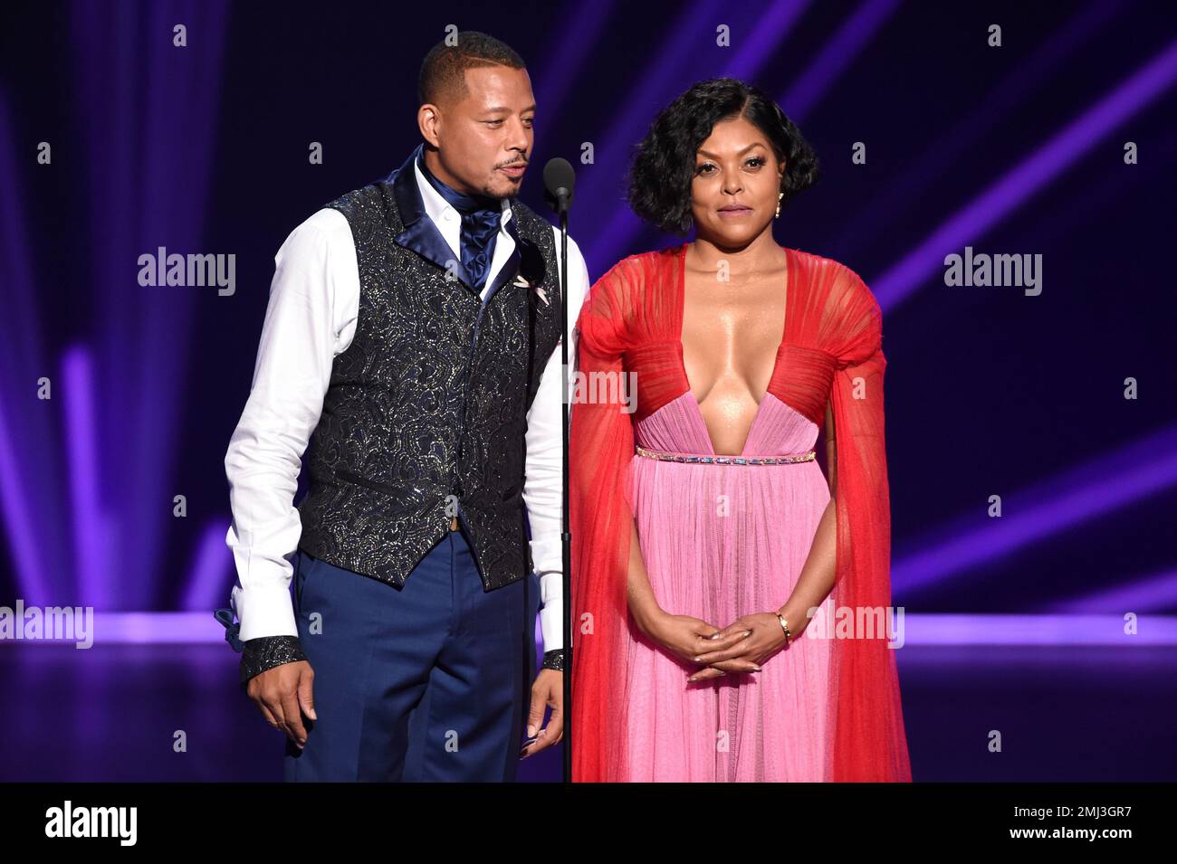 Terrence Howard, left, and Taraji P. Henson appear onstage at the 71st ...