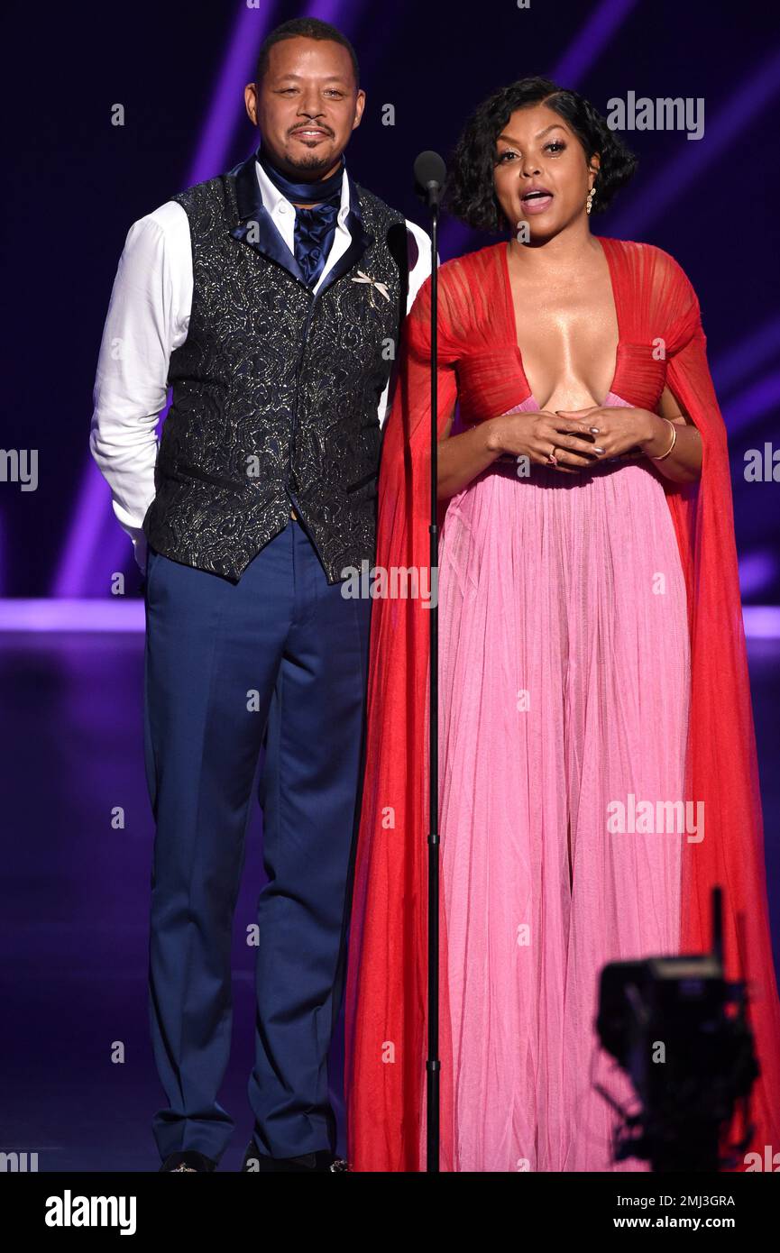 Terrence Howard, left, and Taraji P. Henson appear onstage at the 71st ...