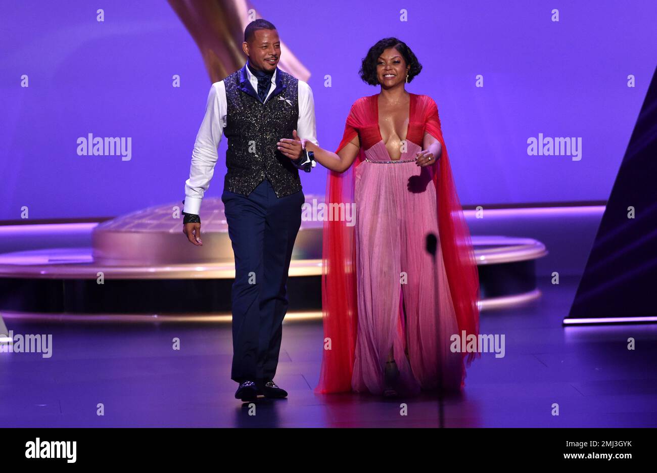 Terrence Howard, left, and Taraji P. Henson appear onstage at the 71st ...