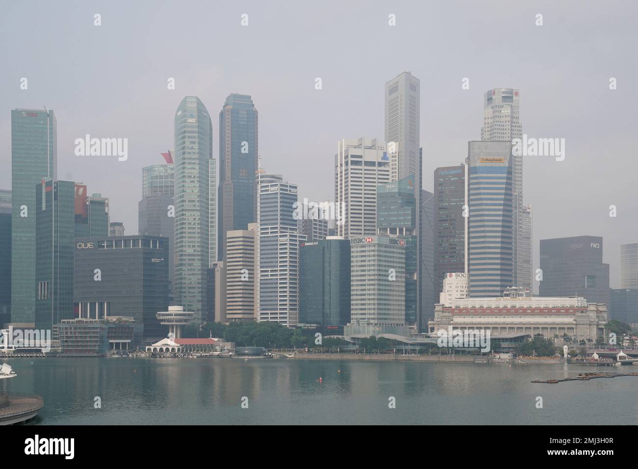 Central business district is shrouded by haze in Singapore, Monday ...