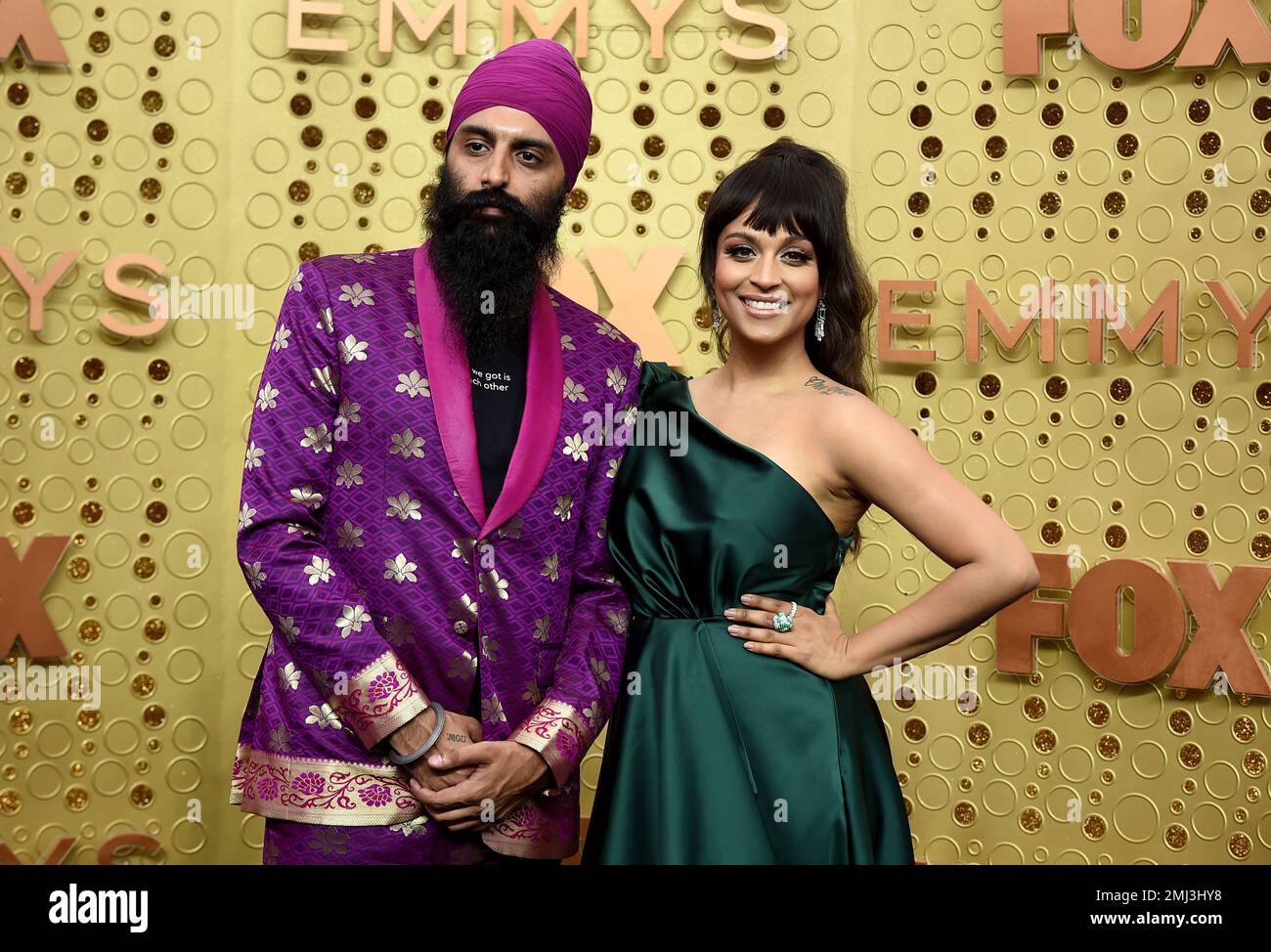 Humble the Poet, left, and Lilly Singh arrive at the 71st Primetime ...