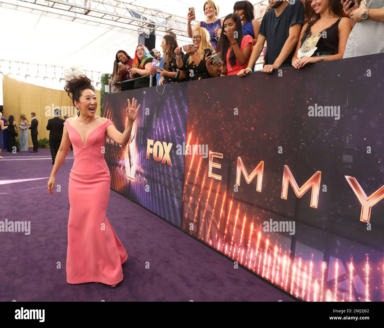 Sandra Oh arrives at the 71st Primetime Emmy Awards on Sunday, Sept. 22 ...