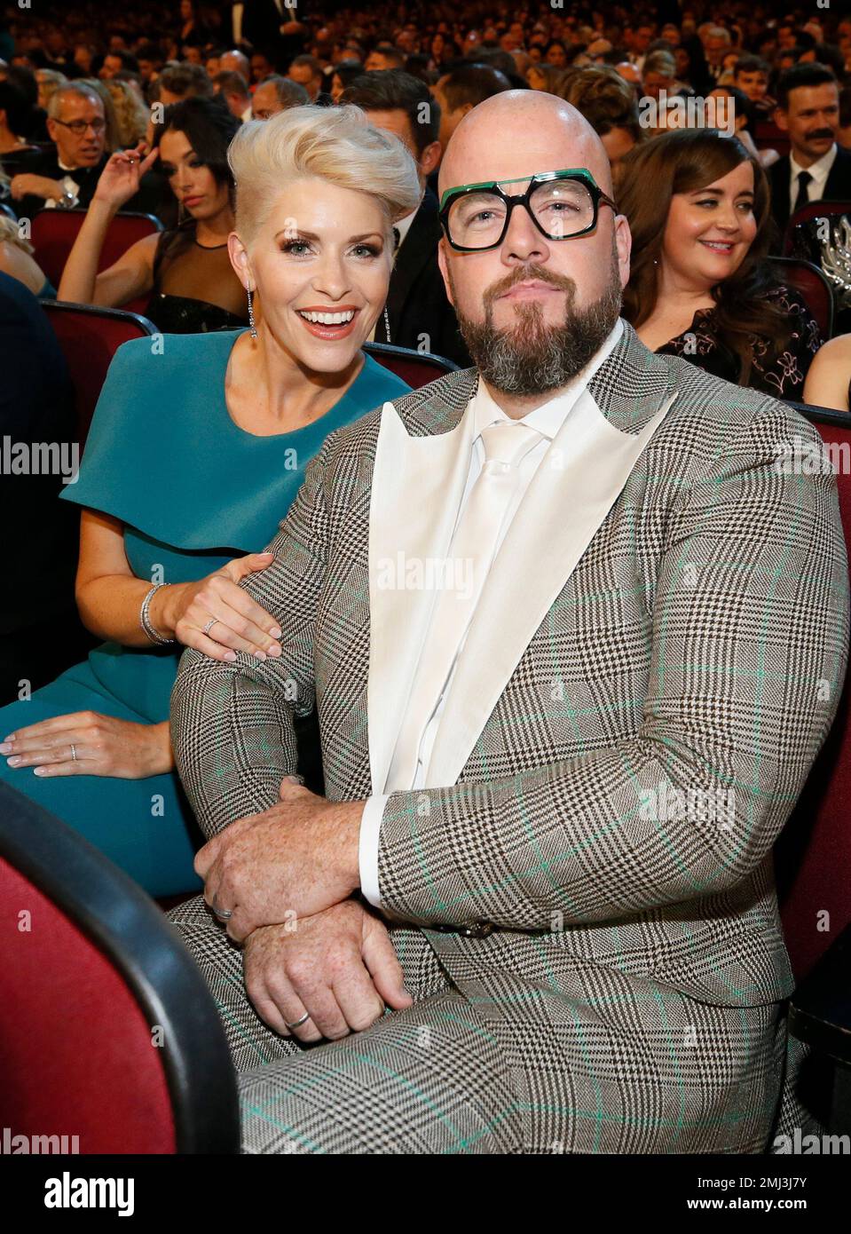 Rachel Reichard, left, and Chris Sullivan in the audience at the 71st ...