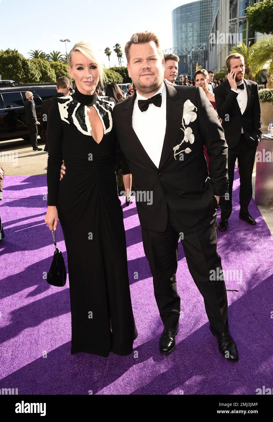 EXCLUSIVE - Julia Carey, left, and James Corden arrive at the 71st ...