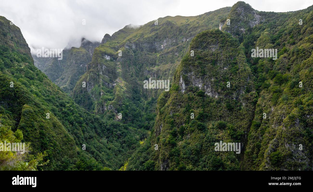 Inland landscape, mountains at Caldeirao Verde, Madeira, Portugal Stock ...