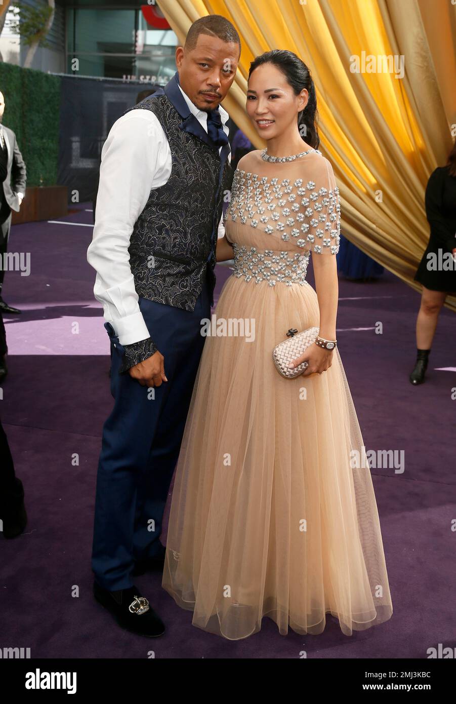 Terrence Howard and Miranda Pak arrive at the 71st Primetime Emmy ...