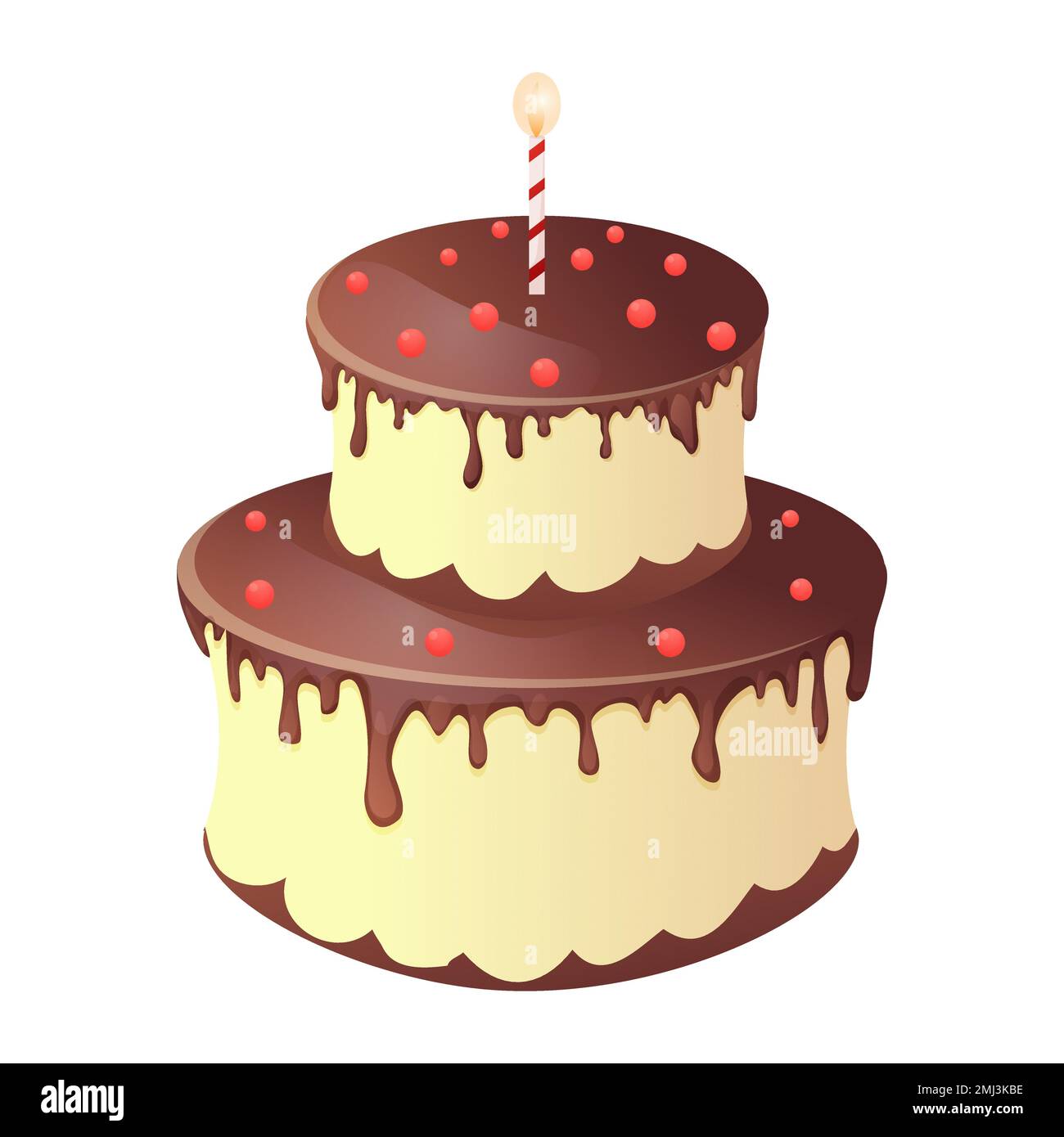 Birthday cake with chocolate cream, drip, candles, anniversary desert ...