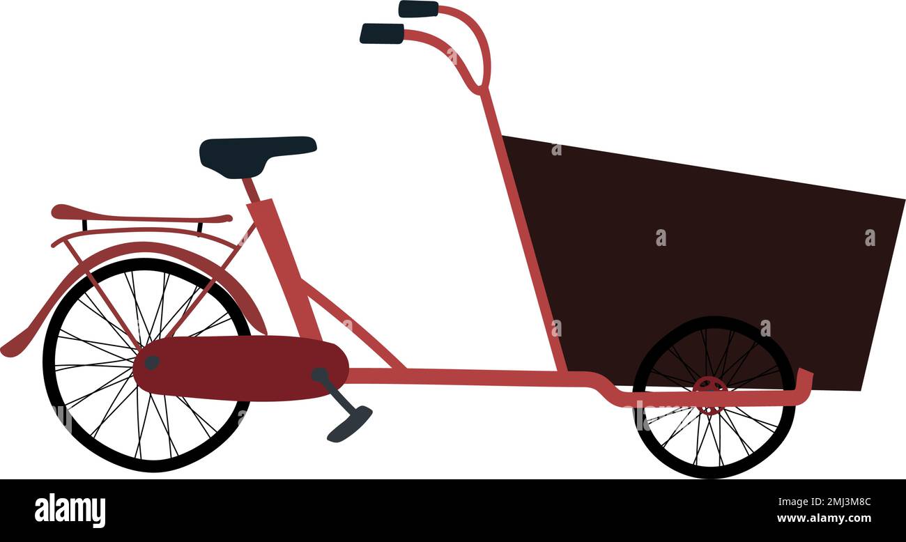 Cargo bike simple flat hand drawn style standing at the parking ...