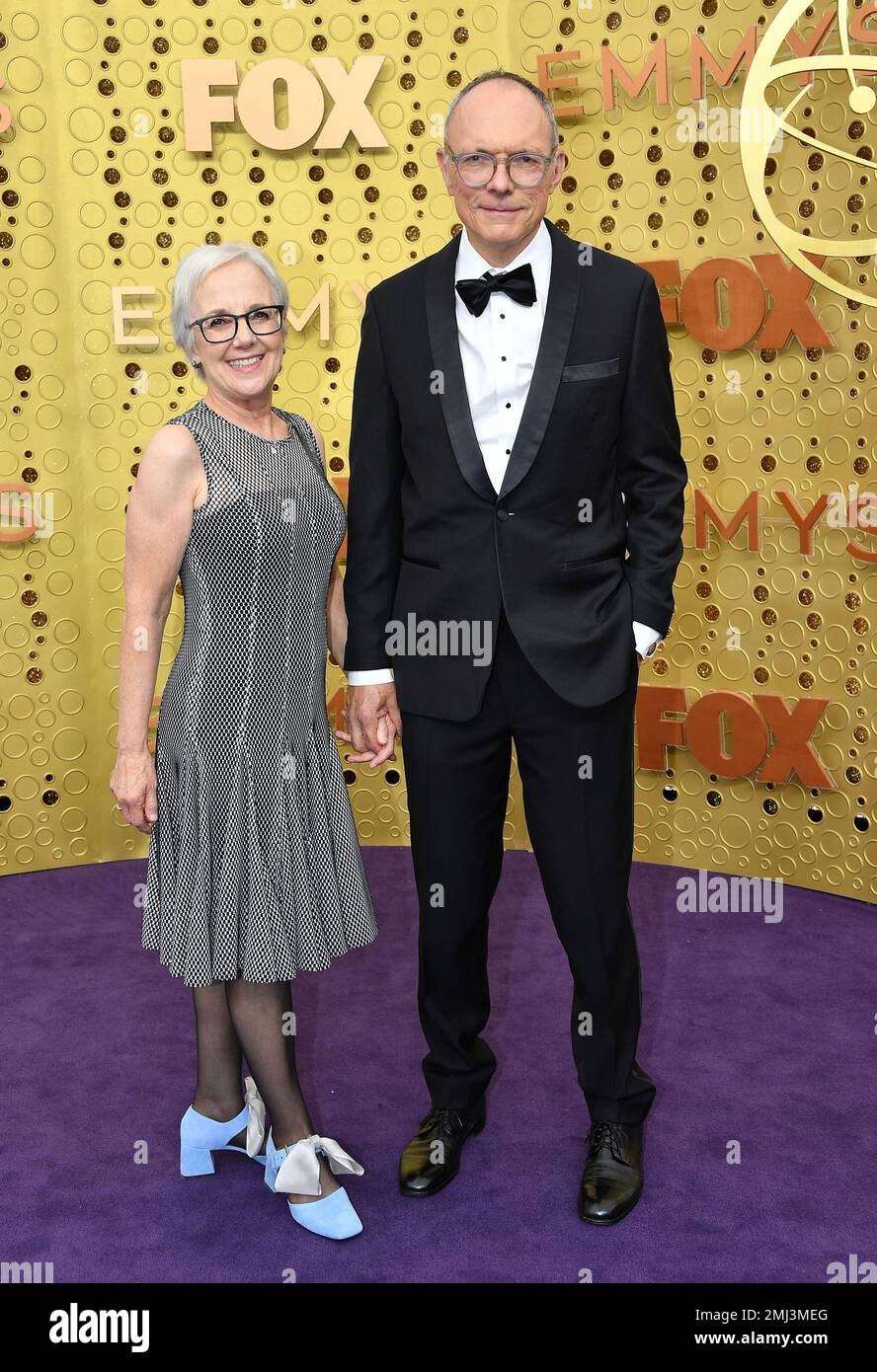 Wendy Mogel, left, and Michael Tolkin arrive at the 71st Primetime Emmy ...