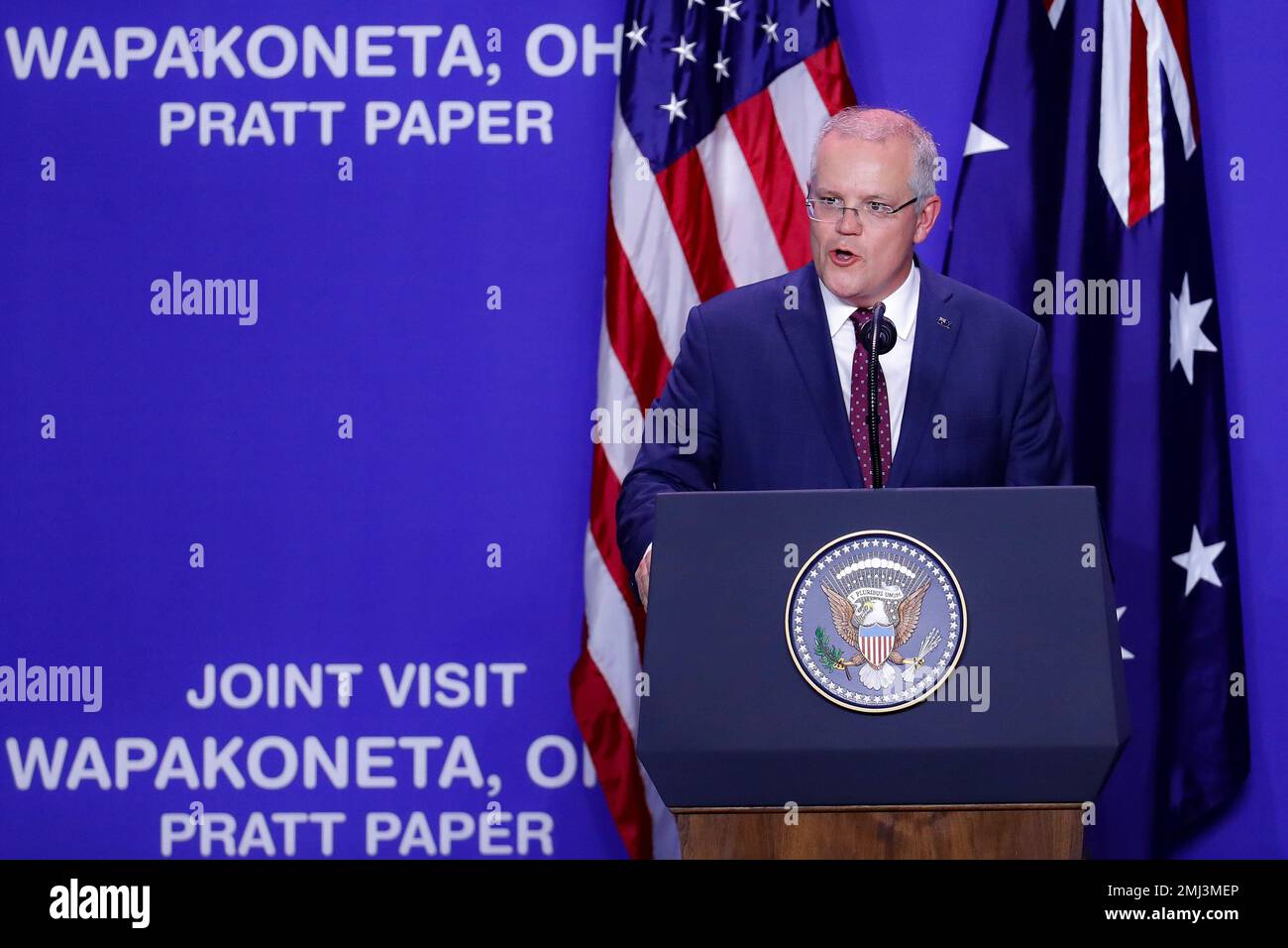 Australian Prime Minister Scott Morrison speaks alongside President ...