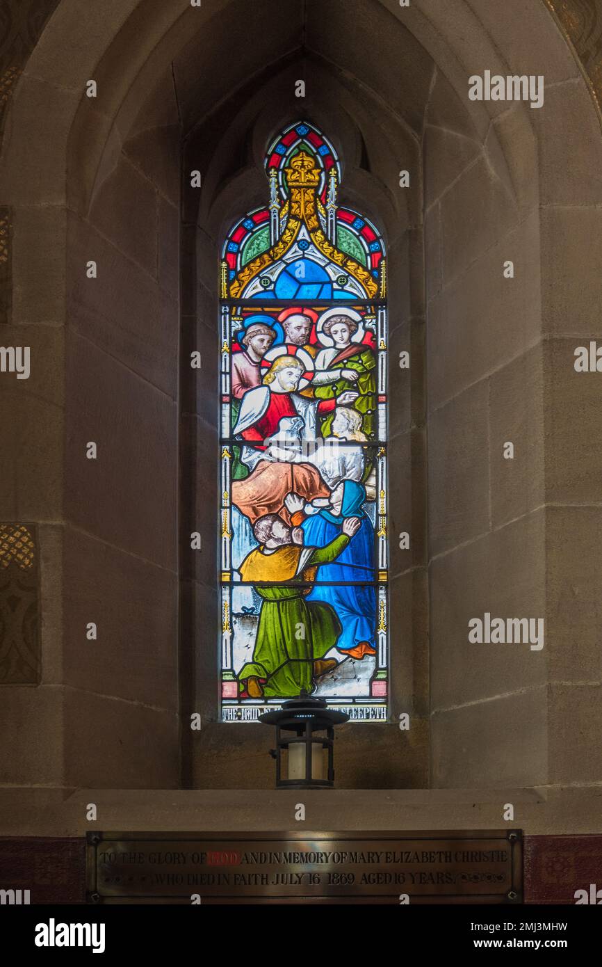 Stained glass near the altar in st john the evangelist hi-res stock photography and images - Alamy