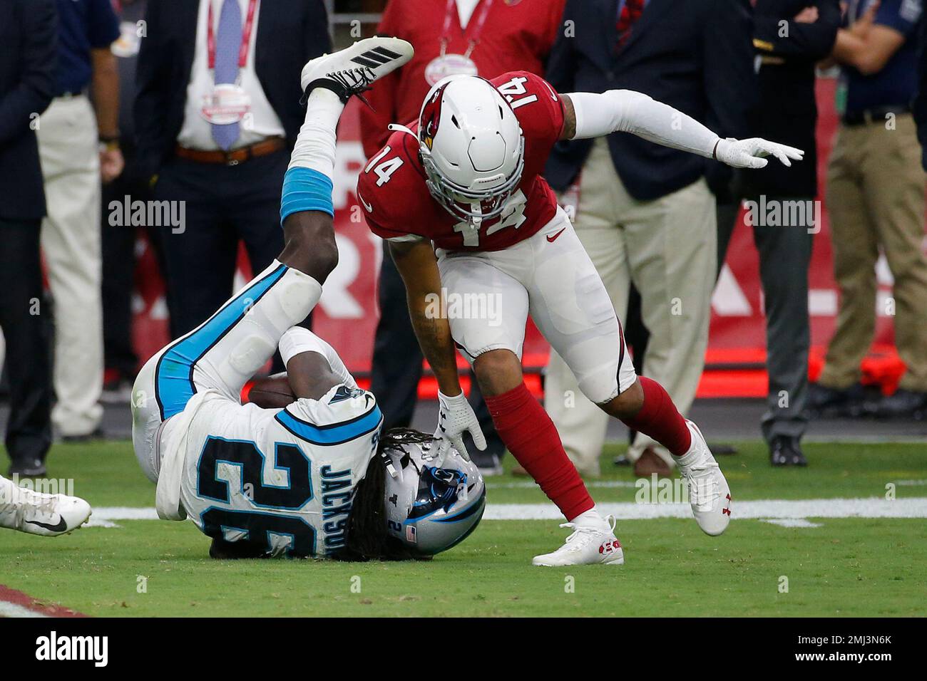Carolina Panthers cornerback Donte Jackson (26) interrupts a pass ...