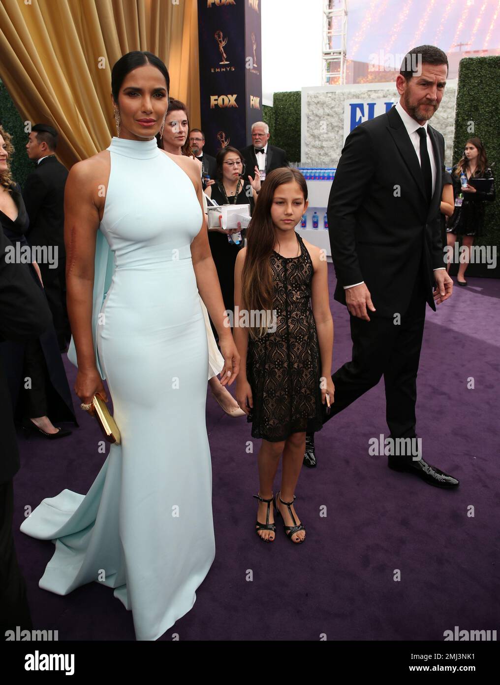 Padma Lakshmi, Krishna Thea Lakshmi-Dell and Adam Dell arrive at the ...
