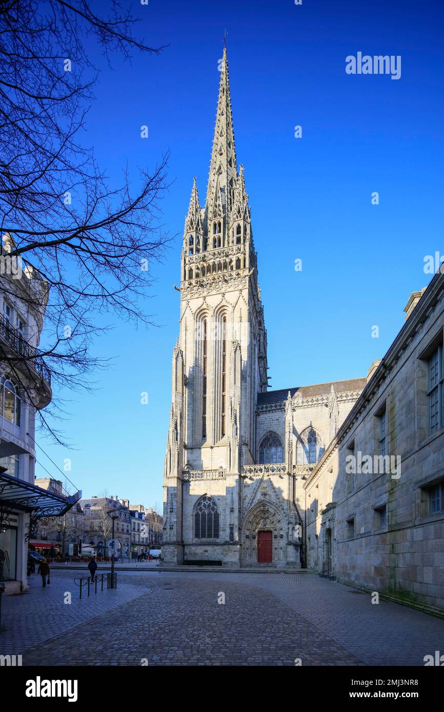 Saint-Corentin Gothic Cathedral, Quimper, Kemper, Department of ...