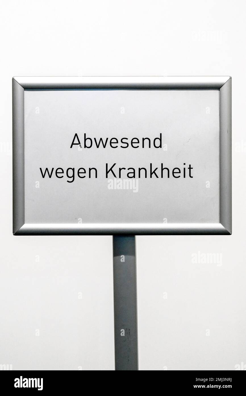 Sign Absent due to illness Stock Photo - Alamy