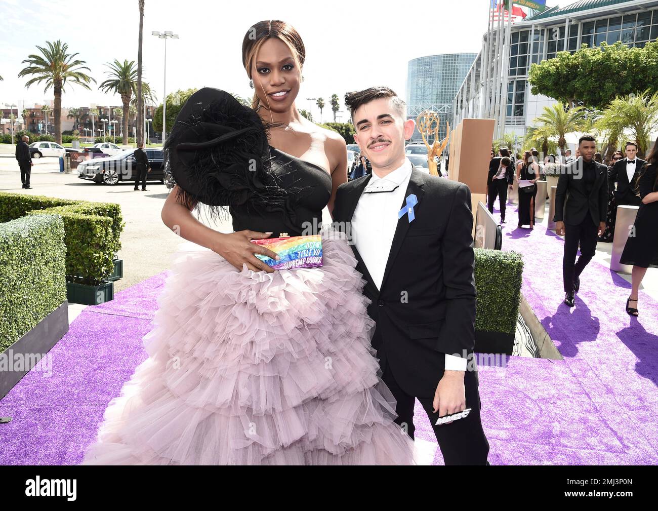 EXCLUSIVE - Laverne Cox, left, and Chase Strangio arrive at the 71st ...
