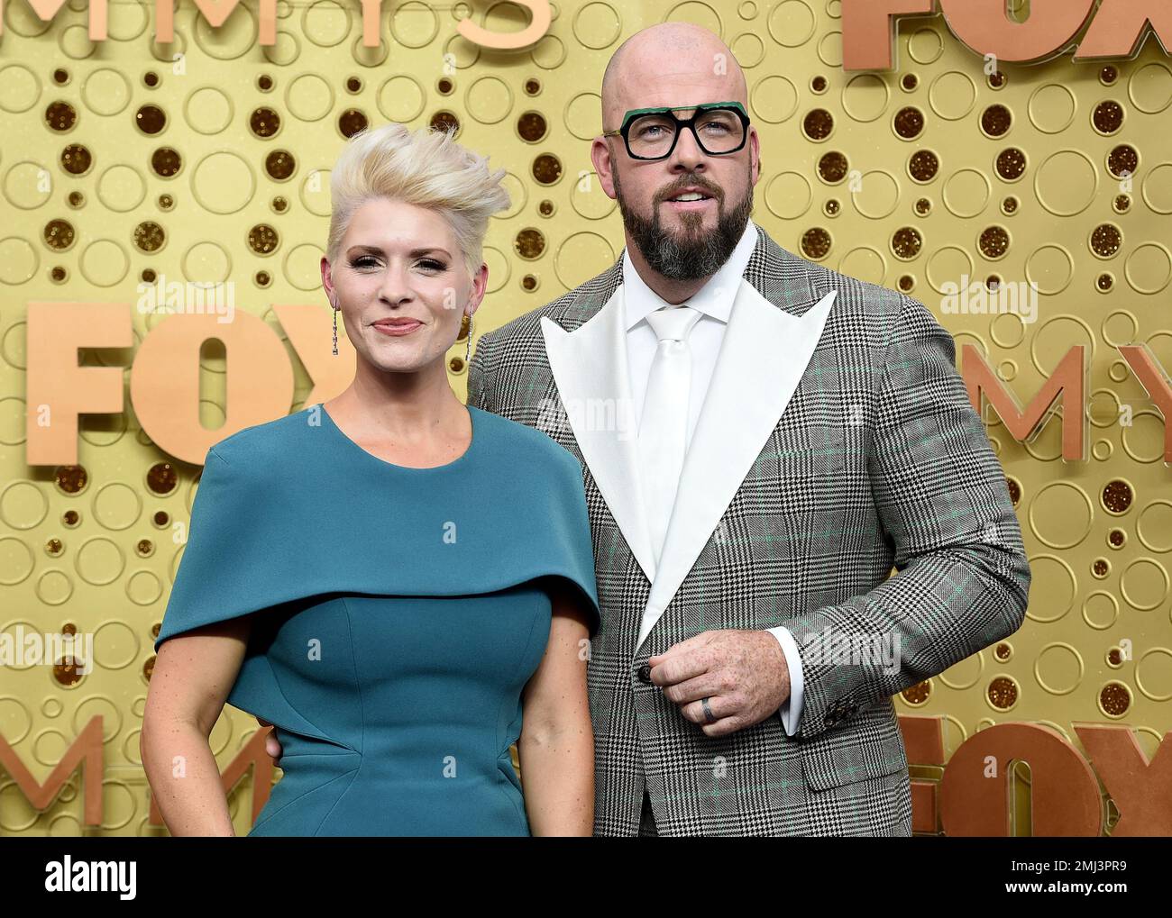 Rachel Sullivan, left, and Chris Sullivan arrive at the 71st Primetime ...