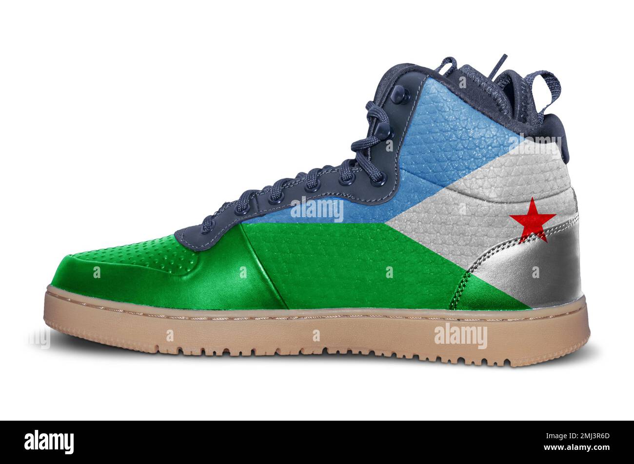 Fashion rubber snickers with flag of Djibouti isolated on white ...