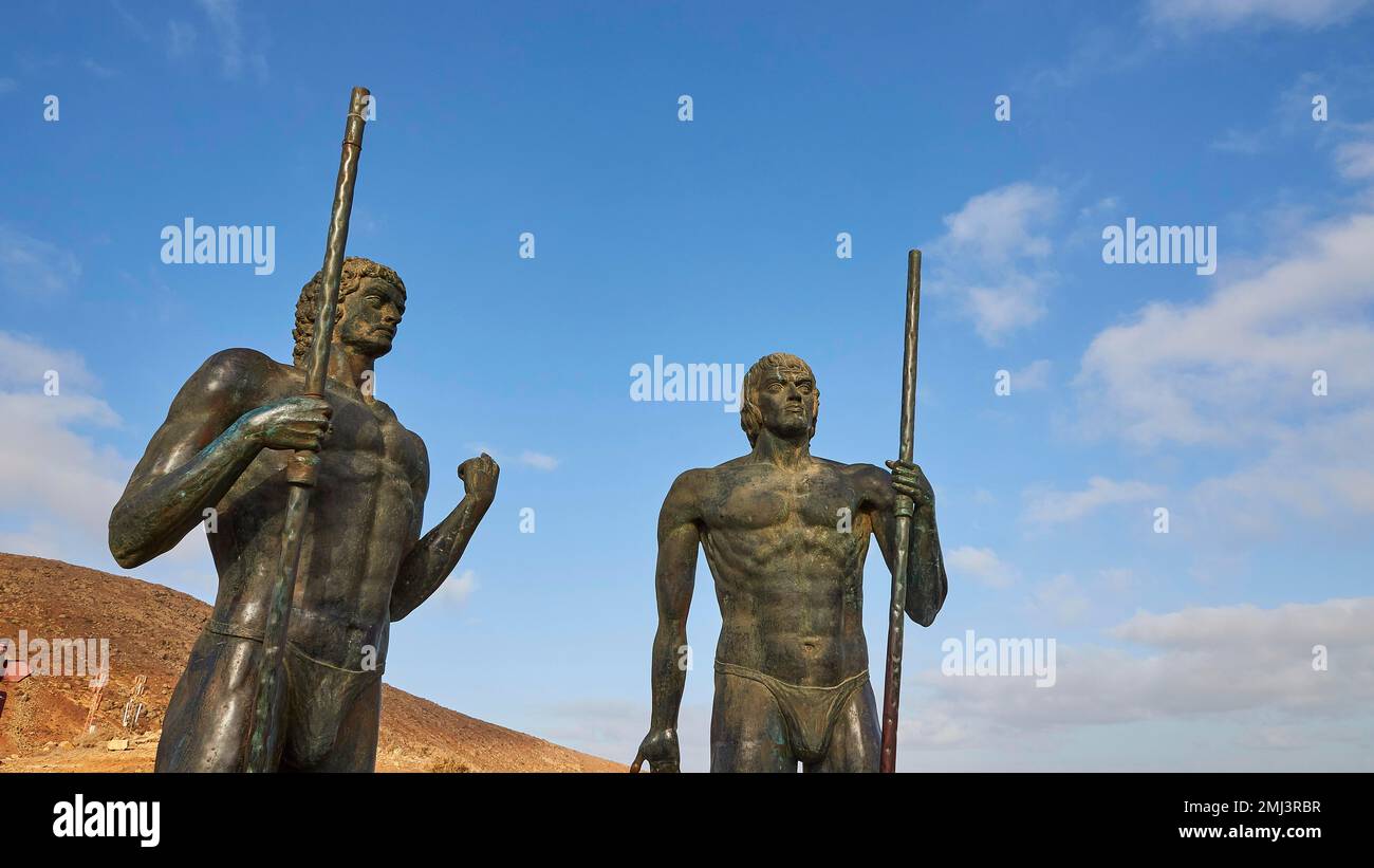 Bronze statues, Guanche kings, Ayose and Guize, statues without legs ...