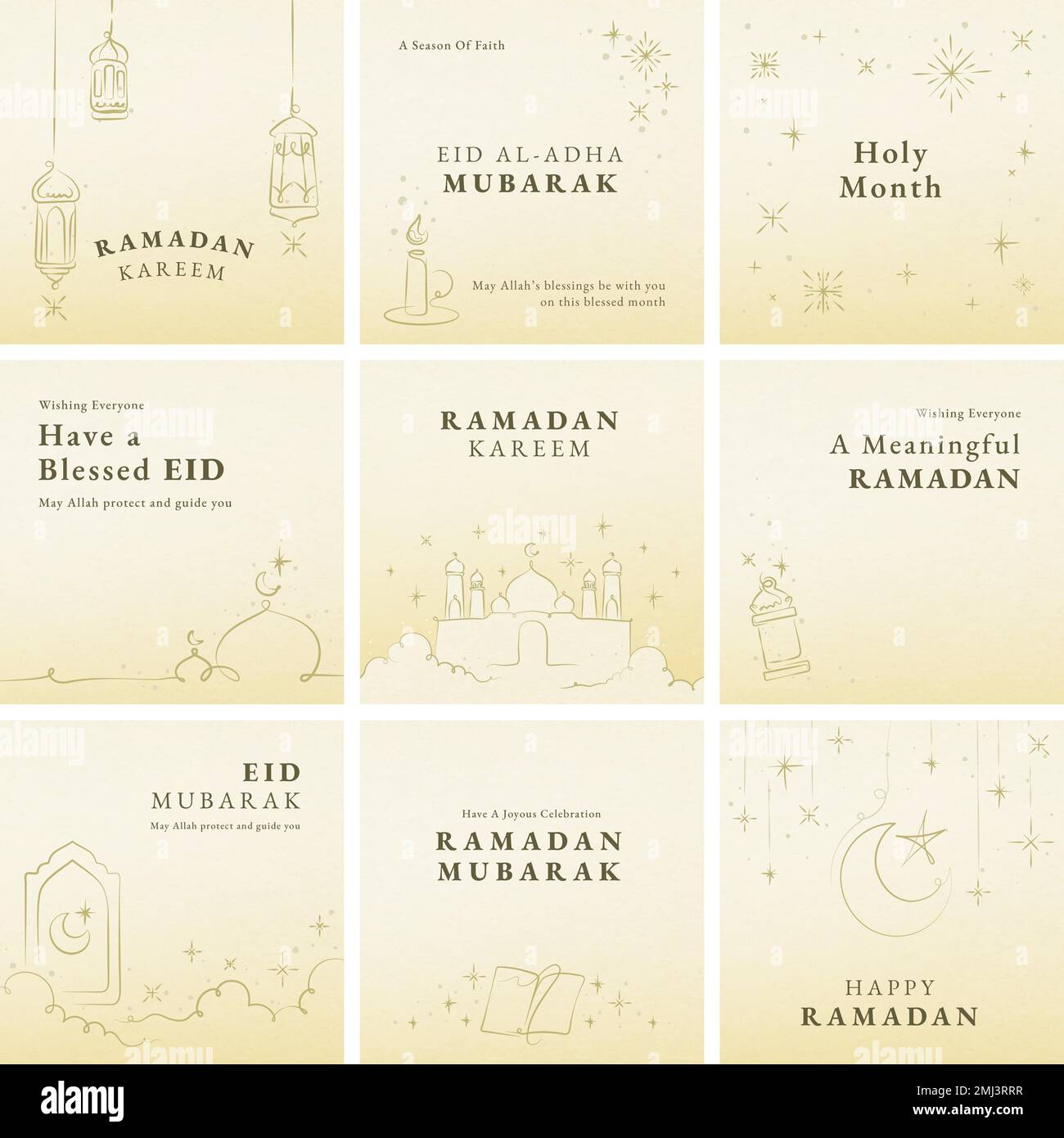 Ramadan post template vector set for social media post Stock Vector ...