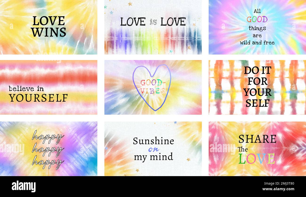 Quote template vector collection on tie dye background for ad Stock ...