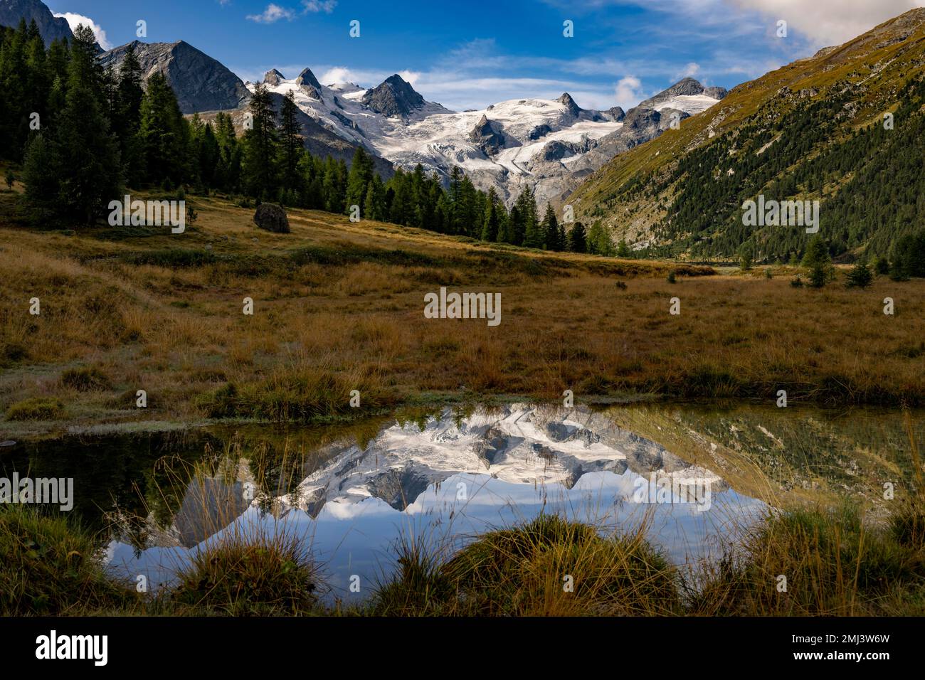 Val Rosegg with Bernina Group, St Moritz, Engadine, Grisons ...